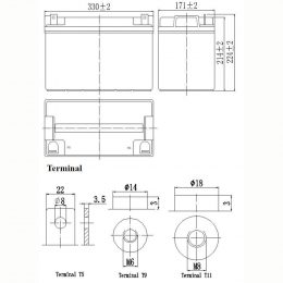 12V 100Ah LFP12100 terminals - Caranda